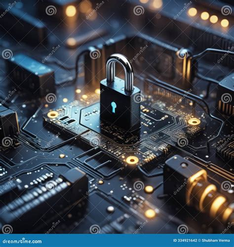 Cyber Security System Concept With Computer Lock On Circuit Board 3d Cyber Security System