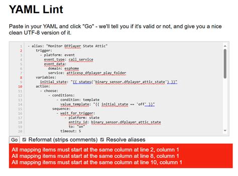 issue with automation error reporting configuration home assistant