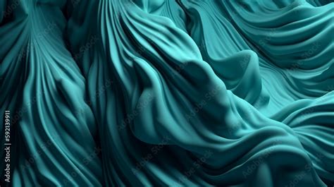 물결같은 청록색 섬유 천 재질의 모양 인공지능 생성 Stock Illustration Adobe Stock