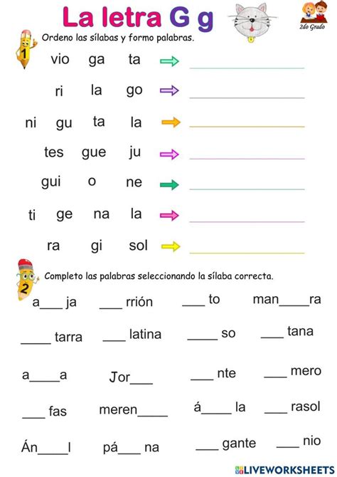 Letra G Online Pdf Worksheet