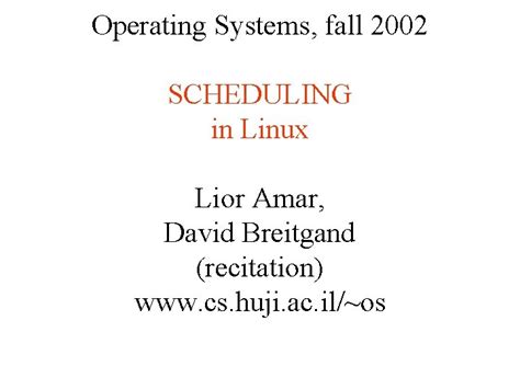Operating Systems Fall 2002 Scheduling In Linux Lior