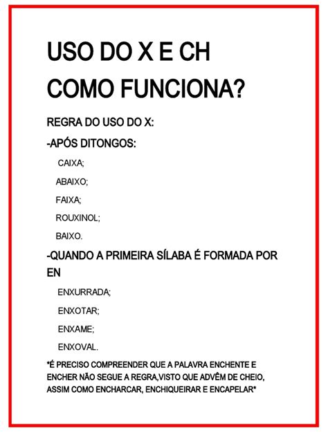 Uso Do x e Ch Como Funciona | PDF