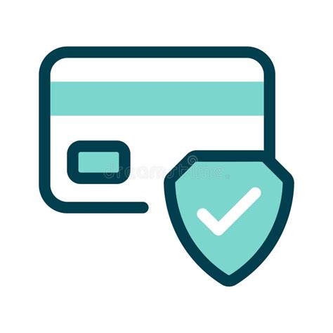 Credit Card With A Shield Symbolizing Secure Payments Icon Design Stock Illustration