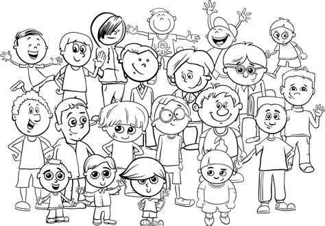 초등학교 연령 어린이 소년 또는 십대 문자 그룹 컬러 북의 흑백 만화 그림 캐릭터 그림 남자 Png 일러스트 및 벡터 에 대한 무료 다운로드 Pngtree