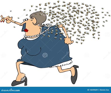 Woman Running From A Swarm Of Bees Stock Illustration Illustration Of