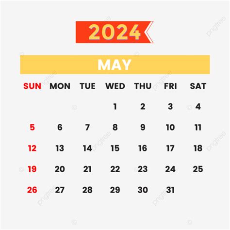 Latar Belakang Transparan Kalender Bulanan Mei 2024 Vektor Mei 2024