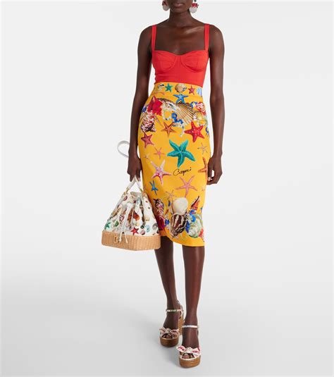 Capri Printed Silk Blend Midi Skirt In Multicoloured Dolce Gabbana