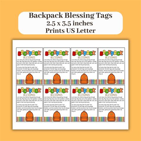 Backpack Blessing Card Back To School Blessing Backpack Prayer First