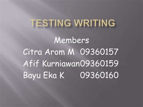 Testing Writing Ppt