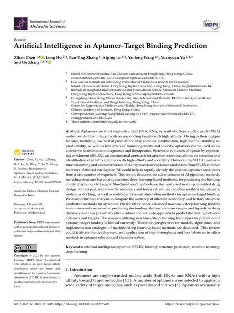 Artificial Intelligence In Aptamertarget Bind Pdf Health Sciences