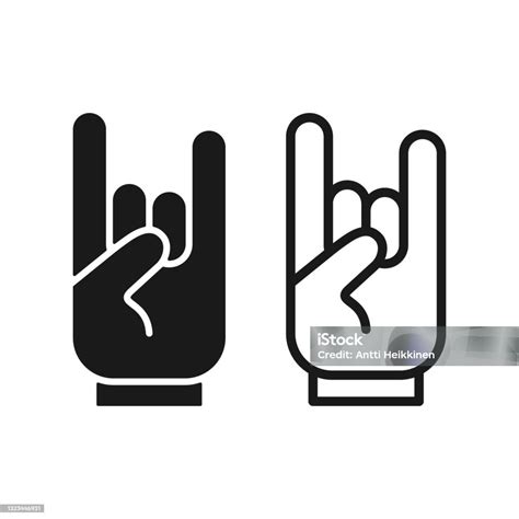 록 핸드 제스처 아이콘 악마 뿔 기호 헤비 메탈 음악 기호 마우스 클릭 커서 로고 실루엣 벡터 일러스트 이미지입니다 펑크 사람의 역할에 대한 스톡 벡터 아트 및 기타 이미지