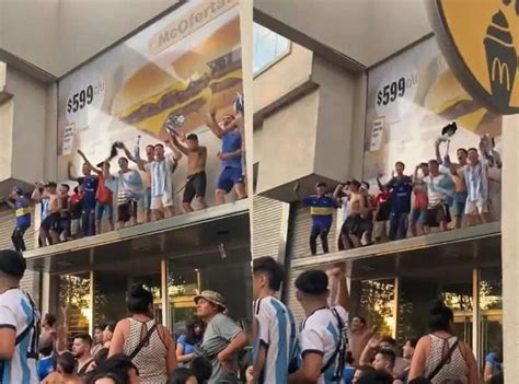 VIDEO Así cayó el techo del McDonalds de Moreno durante los festejos