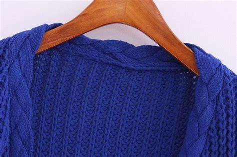 Long Sleeve Pockets Royal Blue Cardiganfor Women Romwe