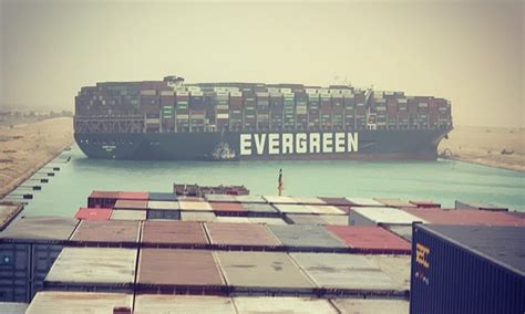 Suez Canal Blocked By Evergreen Container Ship Maritime