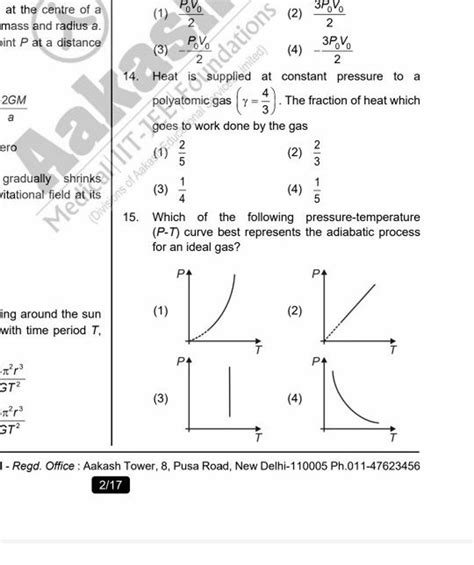 Heat Is Supplied At Constant Pressure To A Polyatomic Gas γ34 The Fr