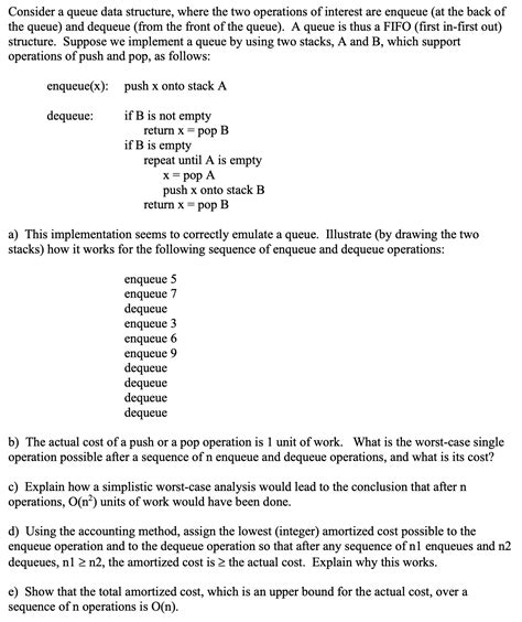 Solved Consider A Queue Data Structure Where The Two Chegg