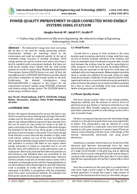 Pdf Power Quality Improvement In Grid Connected Wind Energy Systems