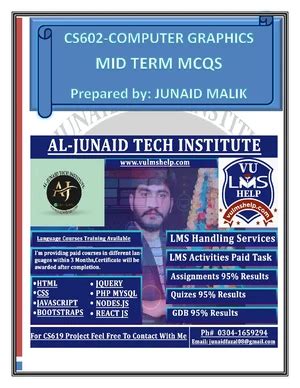 Cs Midterm Solved Mcqs Cs Computer Graphics MCQS MIDTERM EXAMINATION SOLVED BY Studocu