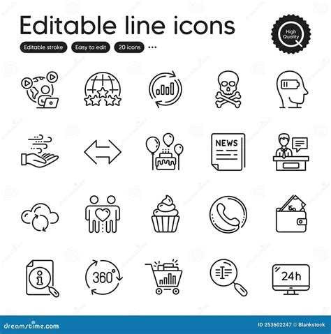Set Of Business Outline Icons Contains Icons As Sync 360 Degree And