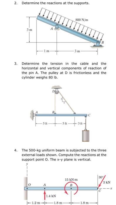 Solved 2 Determine The Reactions At The Supports 800 N M 3