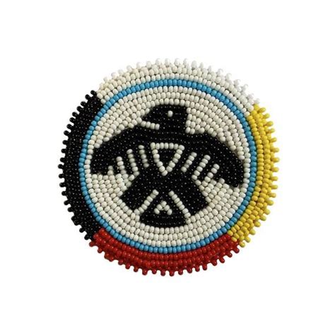 2 5 Inch Thunderbird 4 Directions Seed Bead Rosette Beaded Patch Medallion Native Crafts