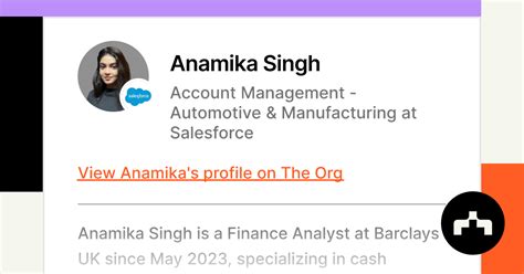 Anamika Singh Account Management Automotive And Manufacturing At Salesforce The Org