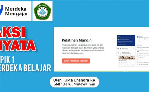 Aksi Nyata Implementasi Hasil Pelatihan Mandiri Merdeka Belajar