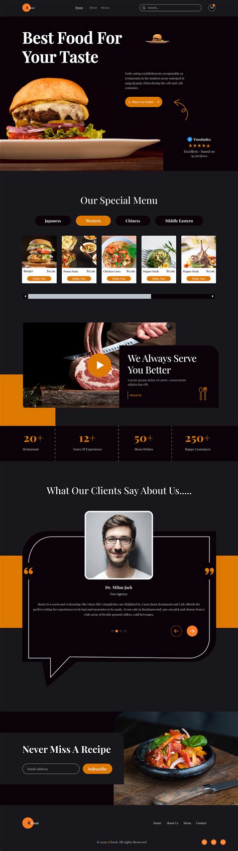 Restaurant Website Design Behance