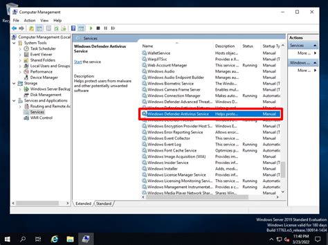 windows server 2019：windows defender disable procedure shima system