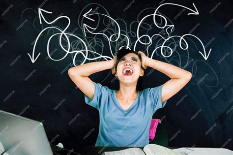 Premium Photo Beautiful Female Stressing Out Due To Exam With Books