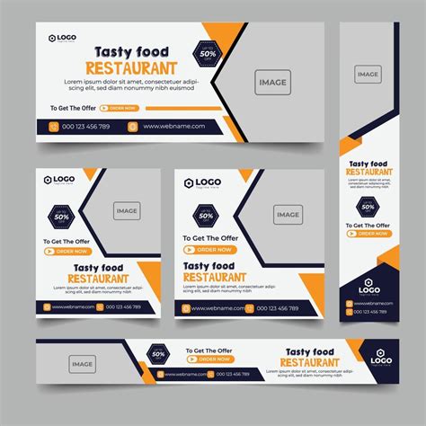 Food Banner Design Set Of Different Sizes With Diagonal Red Elements