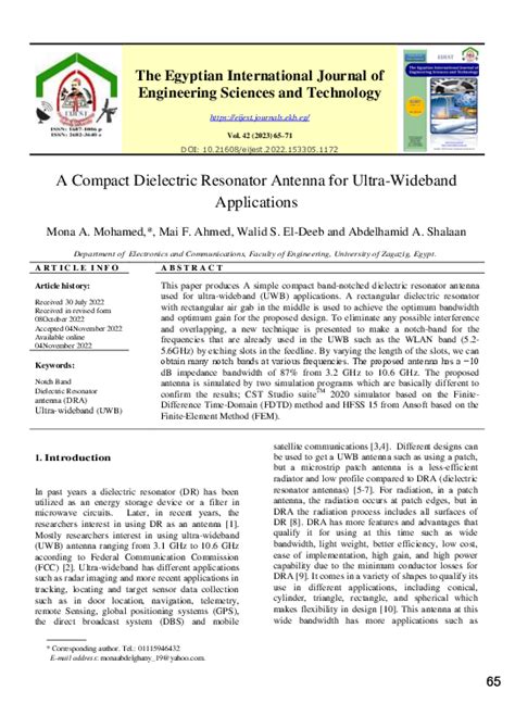 Pdf A Compact Dielectric Resonator Antenna For Ultra Wideband Applications