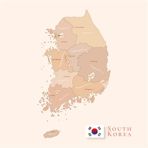 편집 가능한 한국 국가 지도 프리미엄 벡터