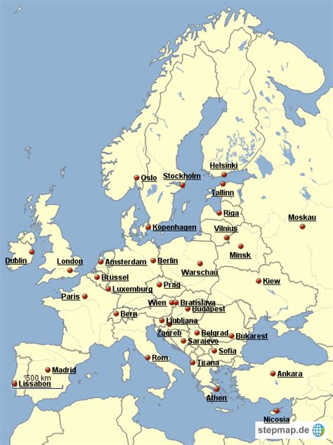 StepMap Europäische Hauptstädte Landkarte für Deutschland