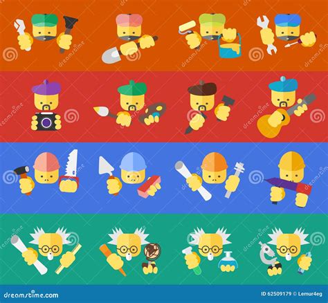 Icons Of Professions Stock Vector Illustration Of Chemist 62509179