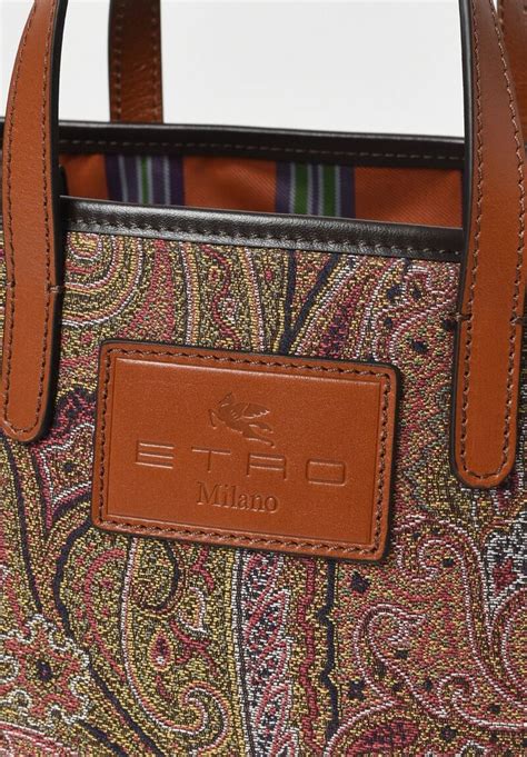 Etro Runway Paisley Jacquard Old School Shopping Bag In Red And Brown