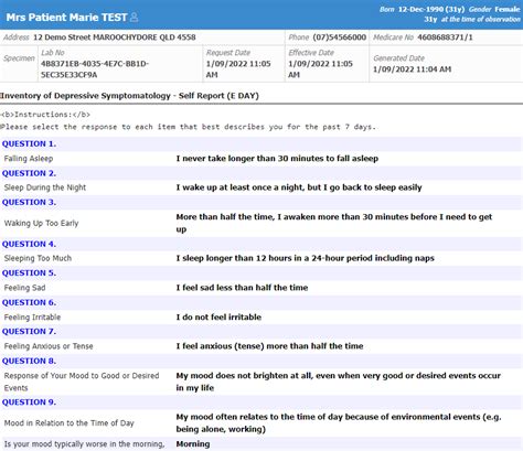 inventory of depressive symptomatology self report ids sr