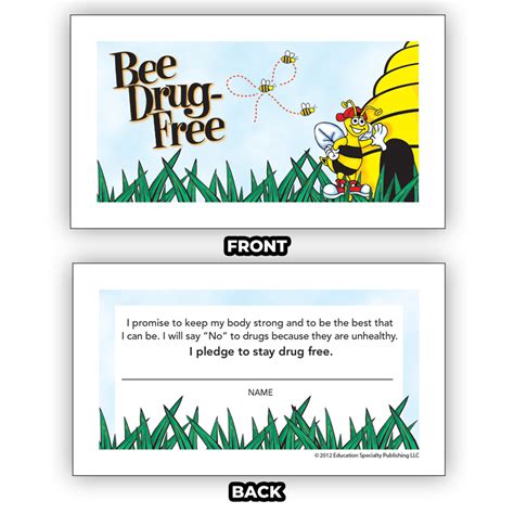Bee Drug Free” Pledge Card Red Ribbon Ptr Press