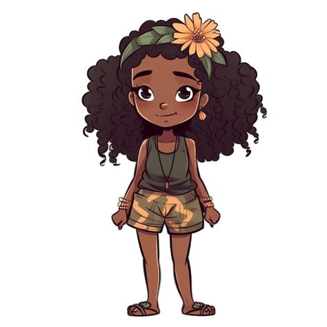 Premium Ai Image Cute Chibi Black Girl Wearing A Floral Dress Style