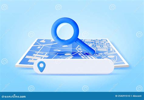 Barra Di Ricerca Mappa Piegata Carta In Posizione 3d E Pin