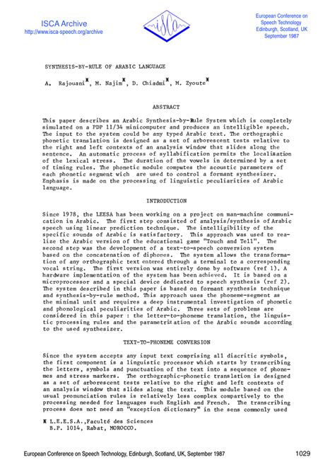 PDF Synthesis By Rule Of Arabic Language