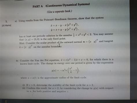 Part A Continuous Dynamical Systems Use A Separate