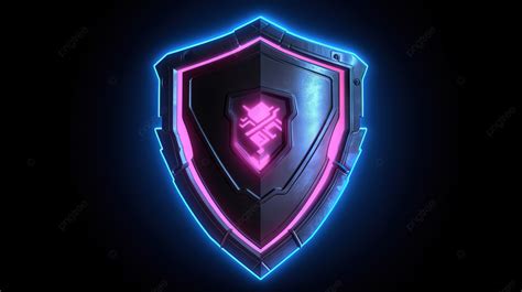 Fundo S Mbolo De Escudo De Neon Danificado Componente De Interface Ui
