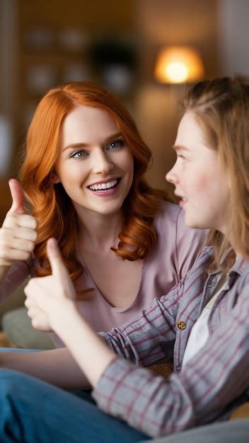 Confident And Caring Goodlooking Redhead Sister Rooting For Sibling