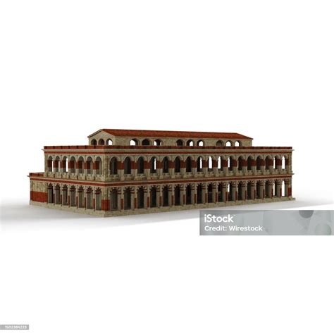 흰색 배경에 화려한 창문과 기둥이 있는 빈티지 건물의 3d 렌더링 0명에 대한 스톡 사진 및 기타 이미지 0명 3차원 형태