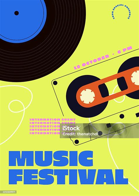 음악 파티 축제 포스터 템플릿 디자인 배경 비닐 레코드 및 개요 카세트 테이프 모던 스타일 0명에 대한 스톡 벡터 아트 및 기타 이미지 Istock