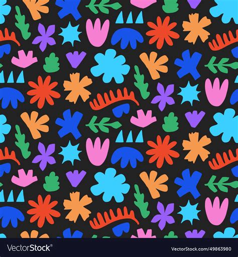 Floral Neon Organic Shapes Seamless Pattern Vector Image