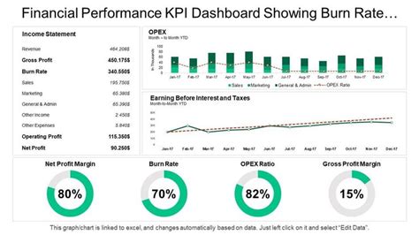 Financial Performance Kpi Dashboard Showing Burn Rate Opex Ratio Gross