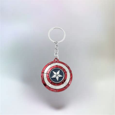 Captain America Shield Keyring Rotating Marvel Avengers Keychain Mcu