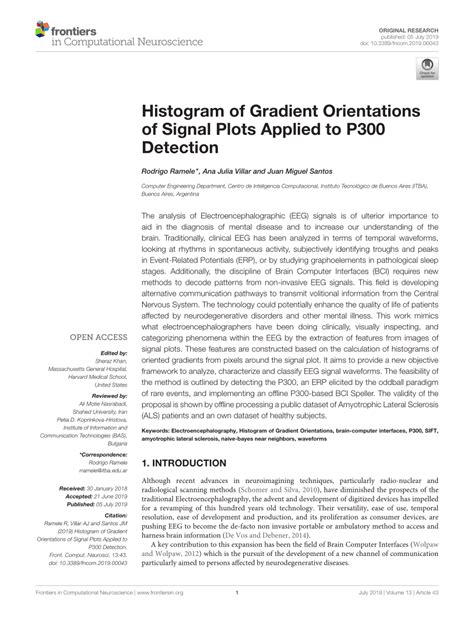 Pdf Histogram Of Gradient Orientations Of Signal Plots Applied To P300 Detection